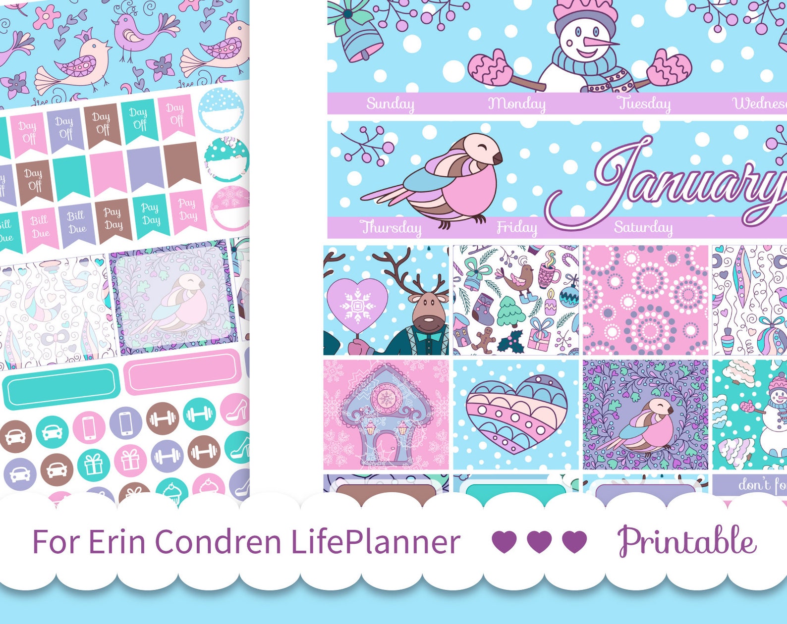 Printable JANUARY Planner Stickers January Monthly Stickers | Etsy