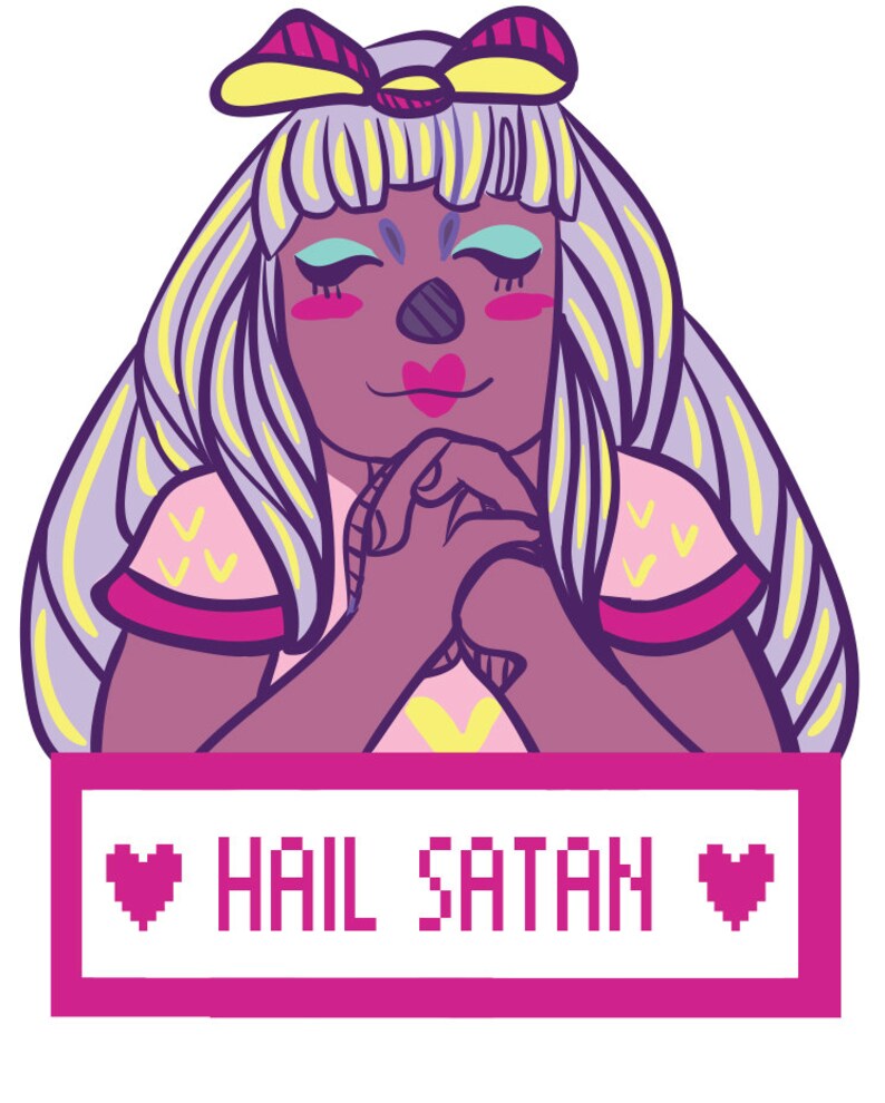 Hail Satan Girls Kawaii Matte Stickers | Etsy
