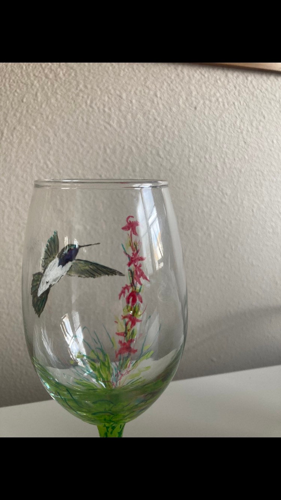 Hand Painted Hummingbird Wine Glass-dishwasher Safe Too! - Etsy