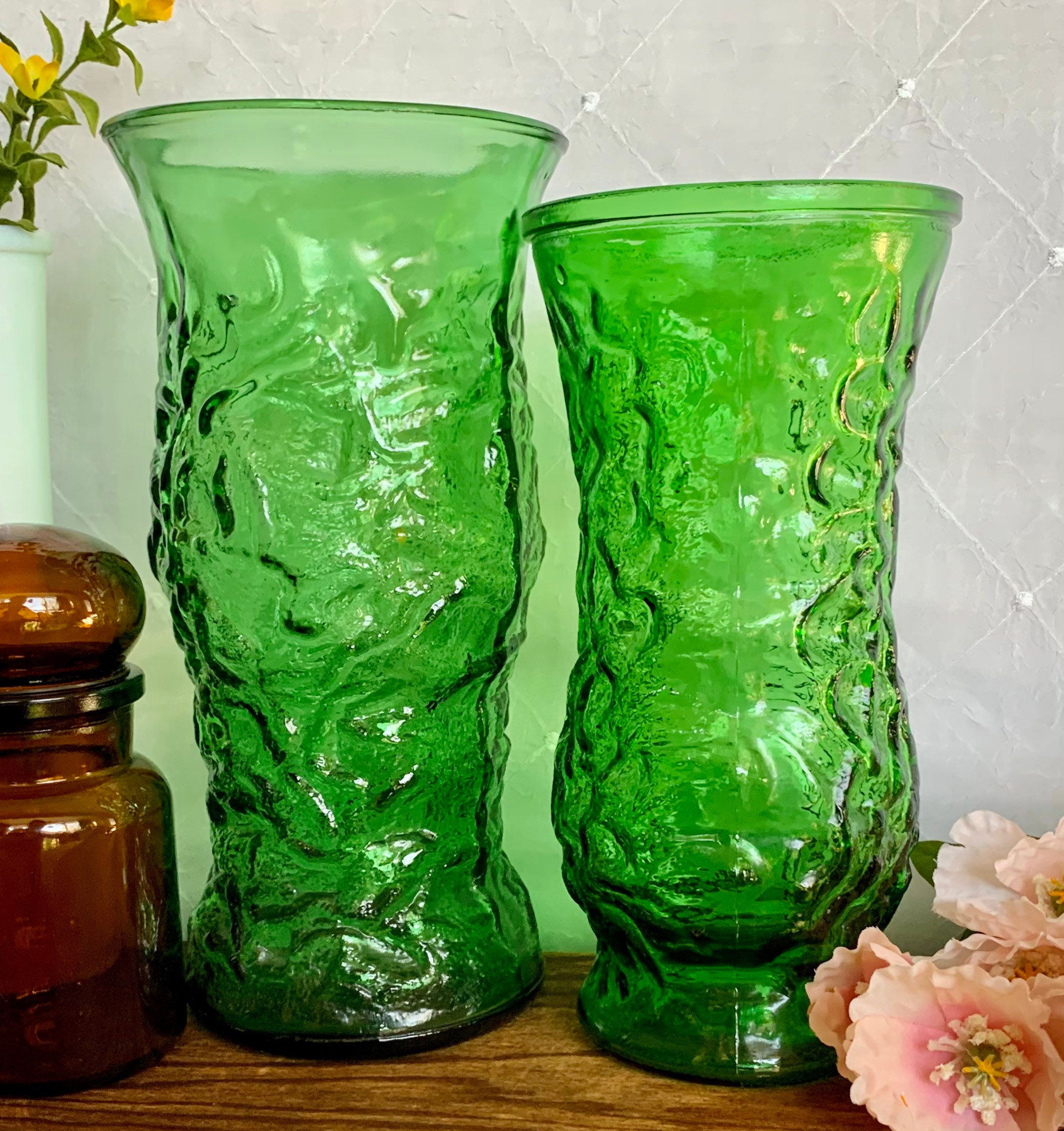 Vintage Green Glass Vase By Eo Brody And Hoosier Glass Co Etsy