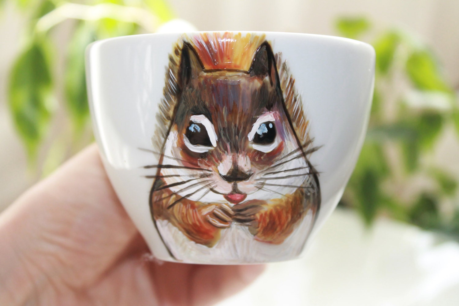 Squirrel Cute Handpainted Cup Saucer Set Squirrel Mug Squirrel Gift ...