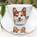 Corgi Tea Cup Saucer Set Cappuccino Cup Corgi Mug Unique Handpainted ...