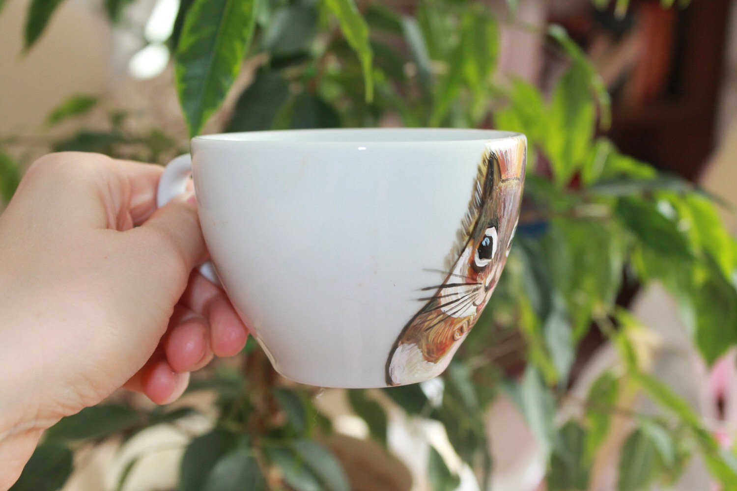 Squirrel Cute Handpainted Cup Saucer Set Squirrel Mug Squirrel Gift ...