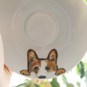 Corgi Tea Cup Saucer Set Cappuccino Cup Corgi Mug Unique Handpainted ...