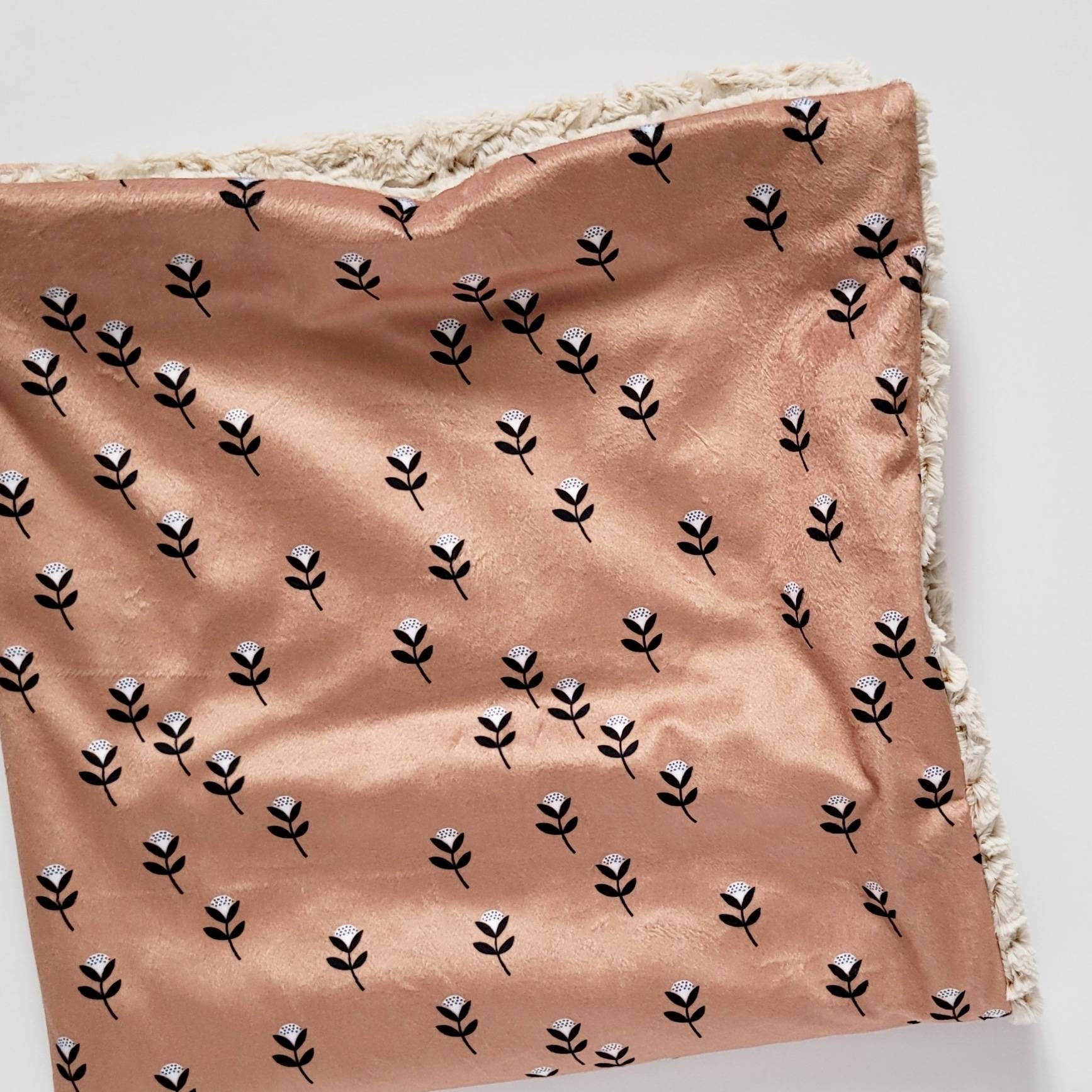 Tan Floral Baby Blanket Minky Baby Blanket Faux Fur Baby - Etsy