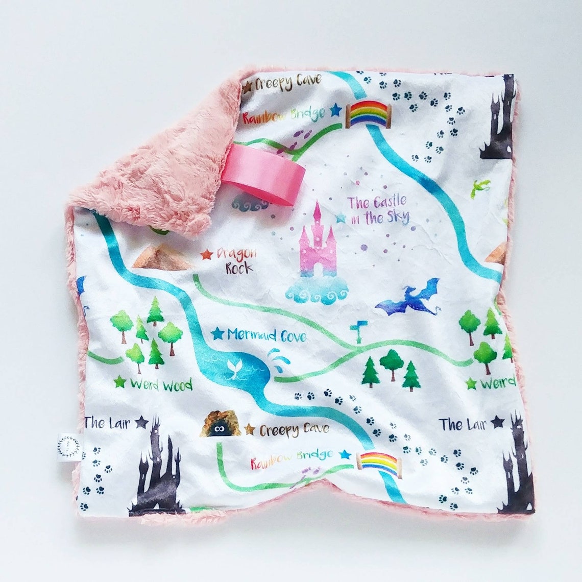 Fairytale Map Lovey Minky Lovey Faux Fur Lovey Blue Lovey - Etsy