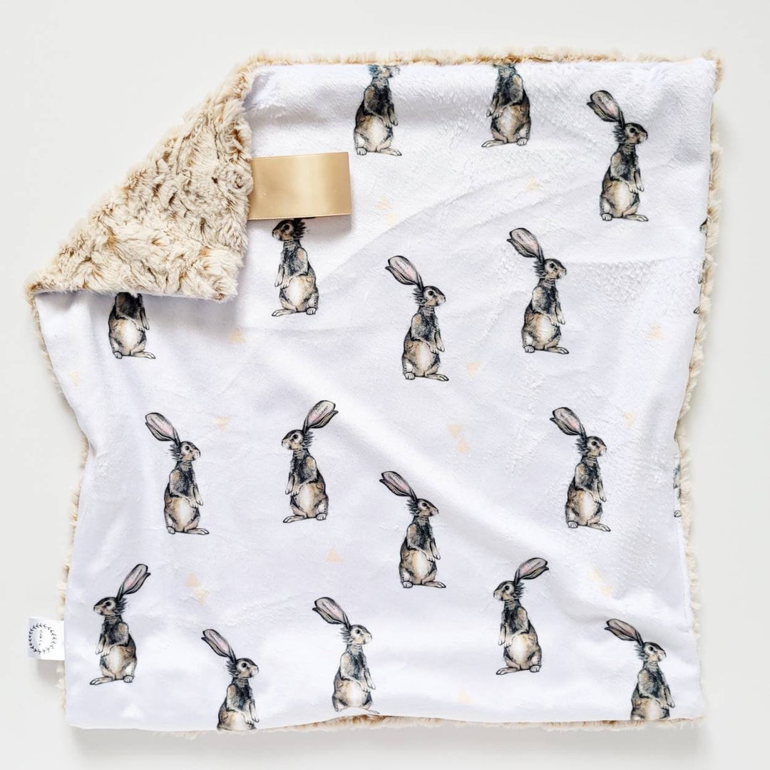 Bunny Rabbit Lovey, Minky Lovey, Faux Fur Lovey, Peach Lovey, Cream ...