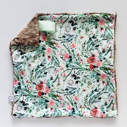 Whispy Floral Lovey Minky Lovey Faux Fur Lovey Floral - Etsy