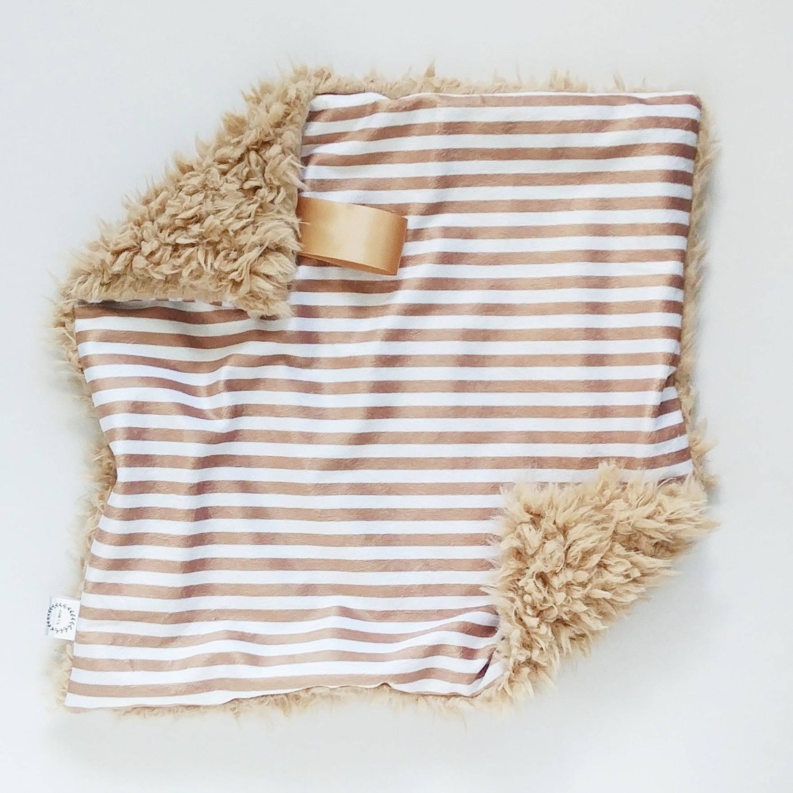 Tan Stripe Lovey Minky Lovey Faux Fur Lovey Neutral Lovey | Etsy