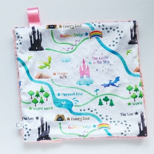 Fairytale Map Lovey, Minky Lovey, Faux Fur Lovey, Blue Lovey, Blush ...