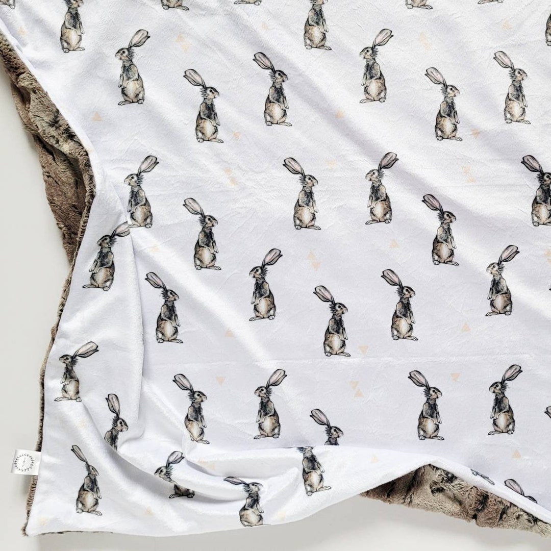 Bunny Baby Blanket, Rabbit Baby Blanket, Minky Baby Blanket, Faux Fur ...