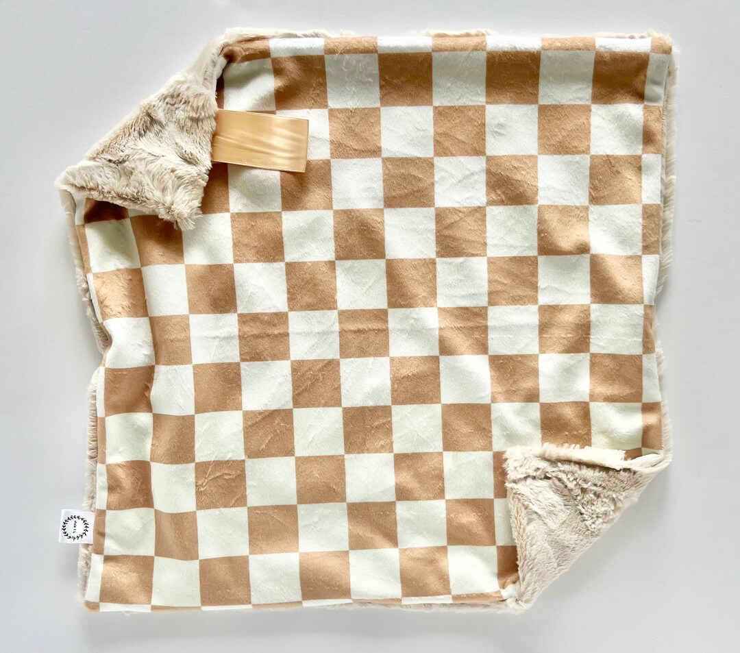 Tan Check Lovey, Minky Lovey, Faux Fur Lovey, Beige Lovey, Tan Lovey ...