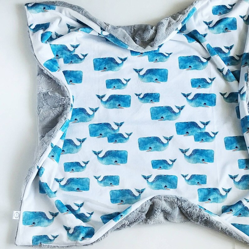 Watercolor Whale Baby Blanket Minky Baby Blanket Faux Fur | Etsy