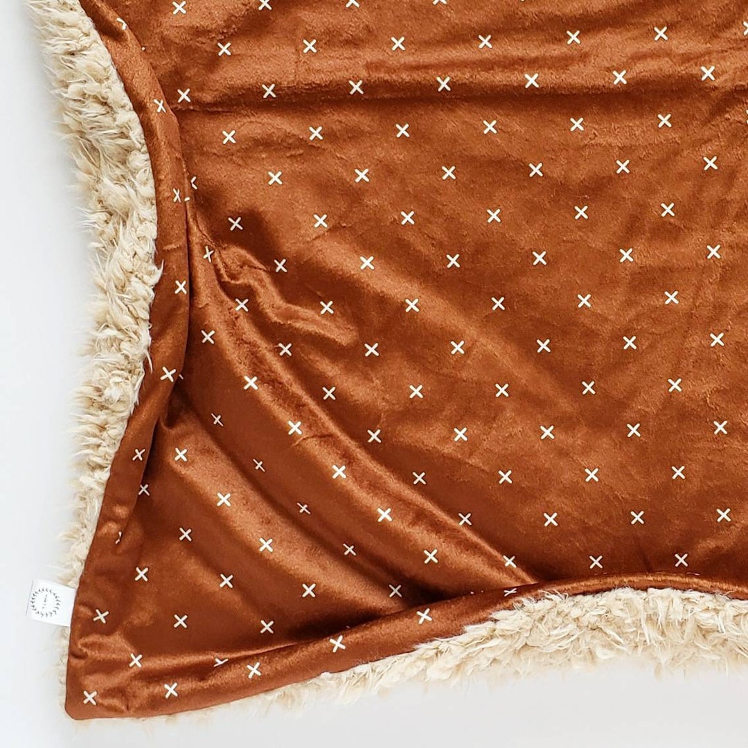 Copper X Baby Blanket, Minky Baby Blanket, Faux Fur Baby Blanket, Fall ...