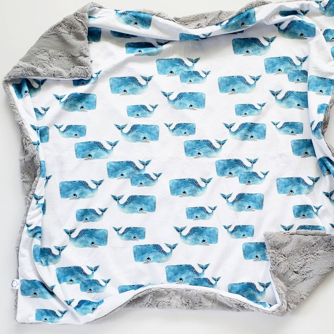 Watercolor Whale Baby Blanket Minky Baby Blanket Faux Fur | Etsy