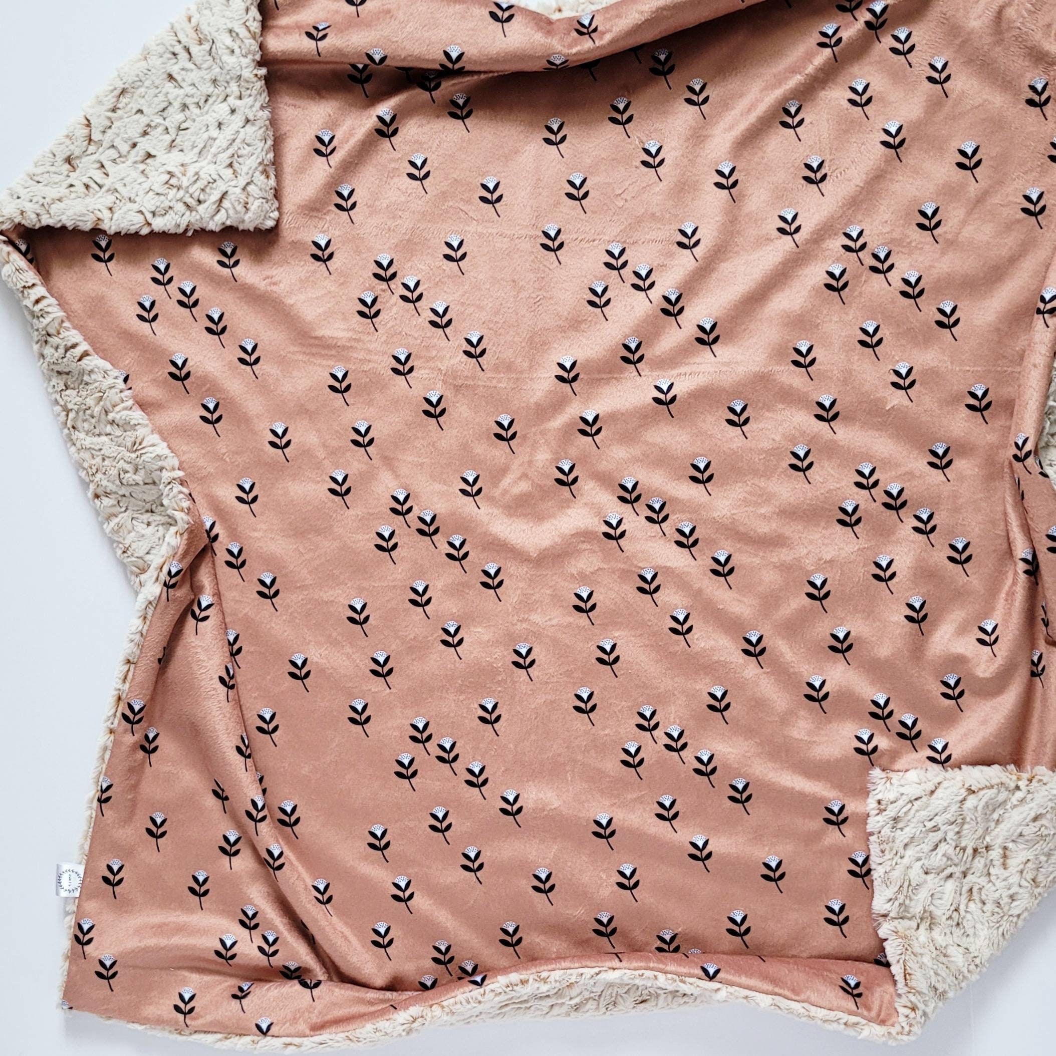 Tan Floral Baby Blanket Minky Baby Blanket Faux Fur Baby - Etsy