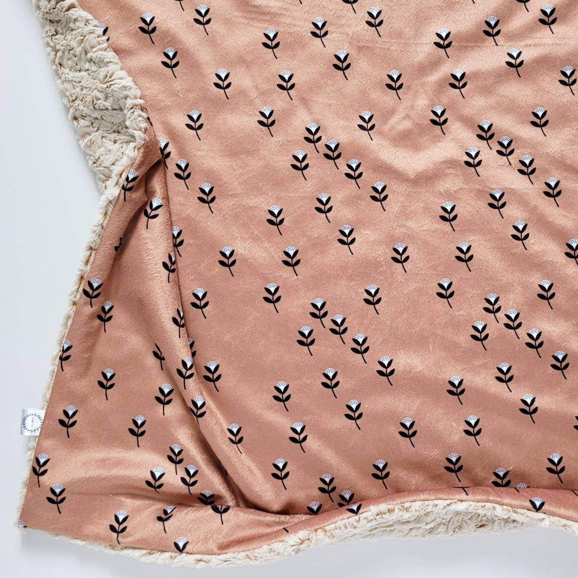 Tan Floral Baby Blanket Minky Baby Blanket Faux Fur Baby - Etsy