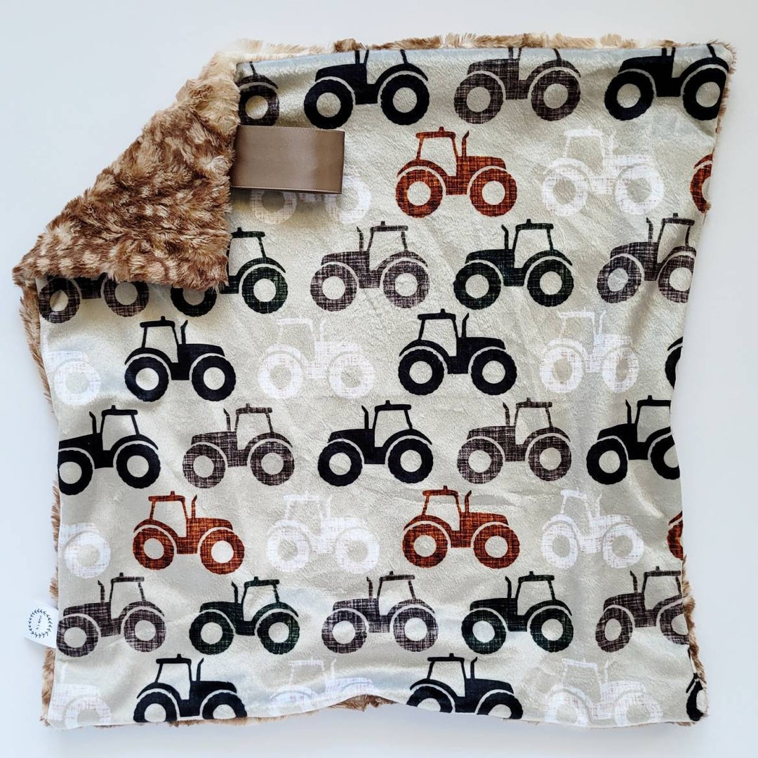 Linen Tractor Lovey, Minky Lovey, Faux Fur Lovey, Tractor Lovey, Linen ...