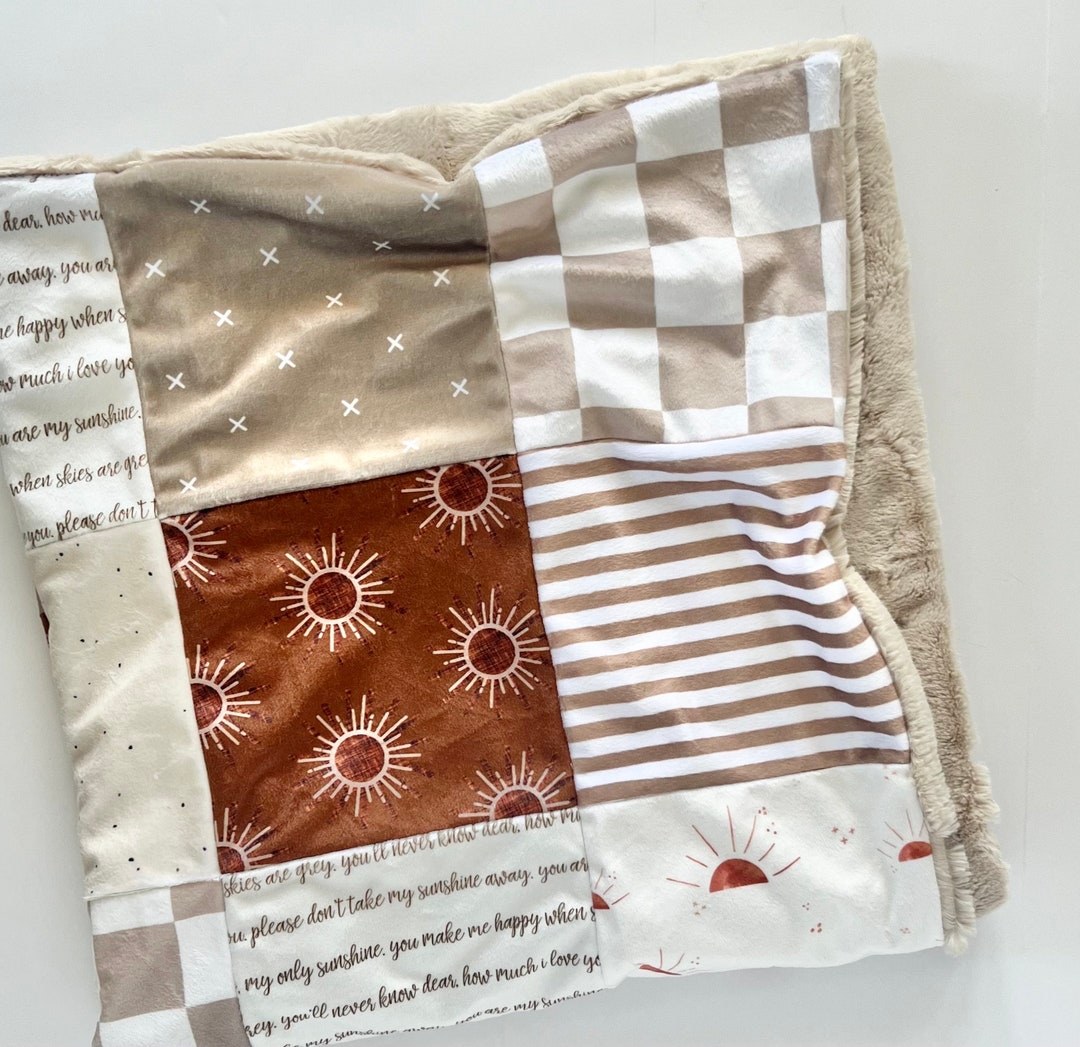 Introducing "sol" Pieced Baby Blanket, Minky Baby Blanket, Faux Fur ...