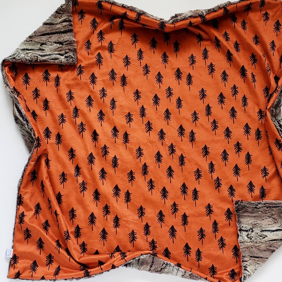 Rust Trees Baby Blanket, Trees Baby Blanket, Minky Baby Blanket, Faux ...