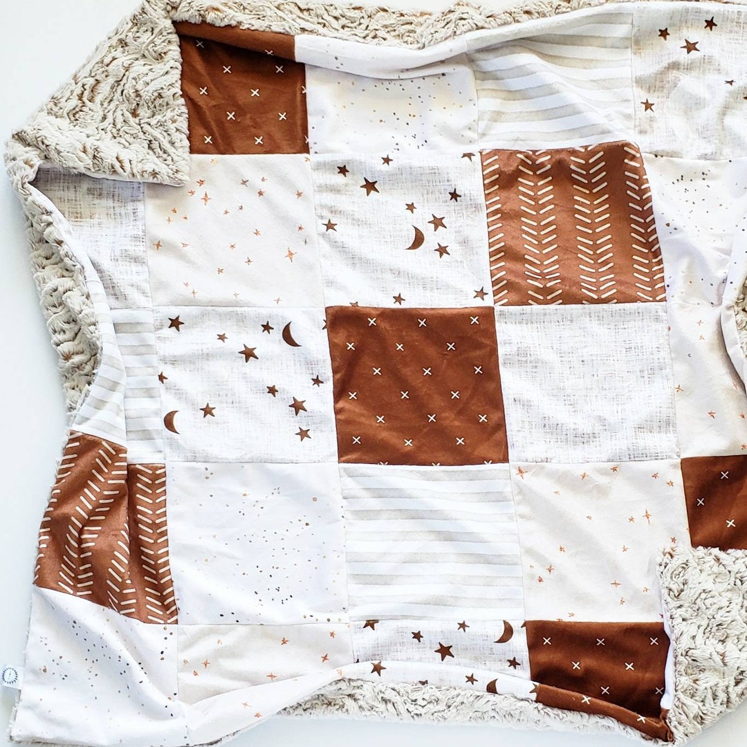 Introducing the "rowan" Pieced Baby Blanket, Minky Baby Blanket, Faux ...