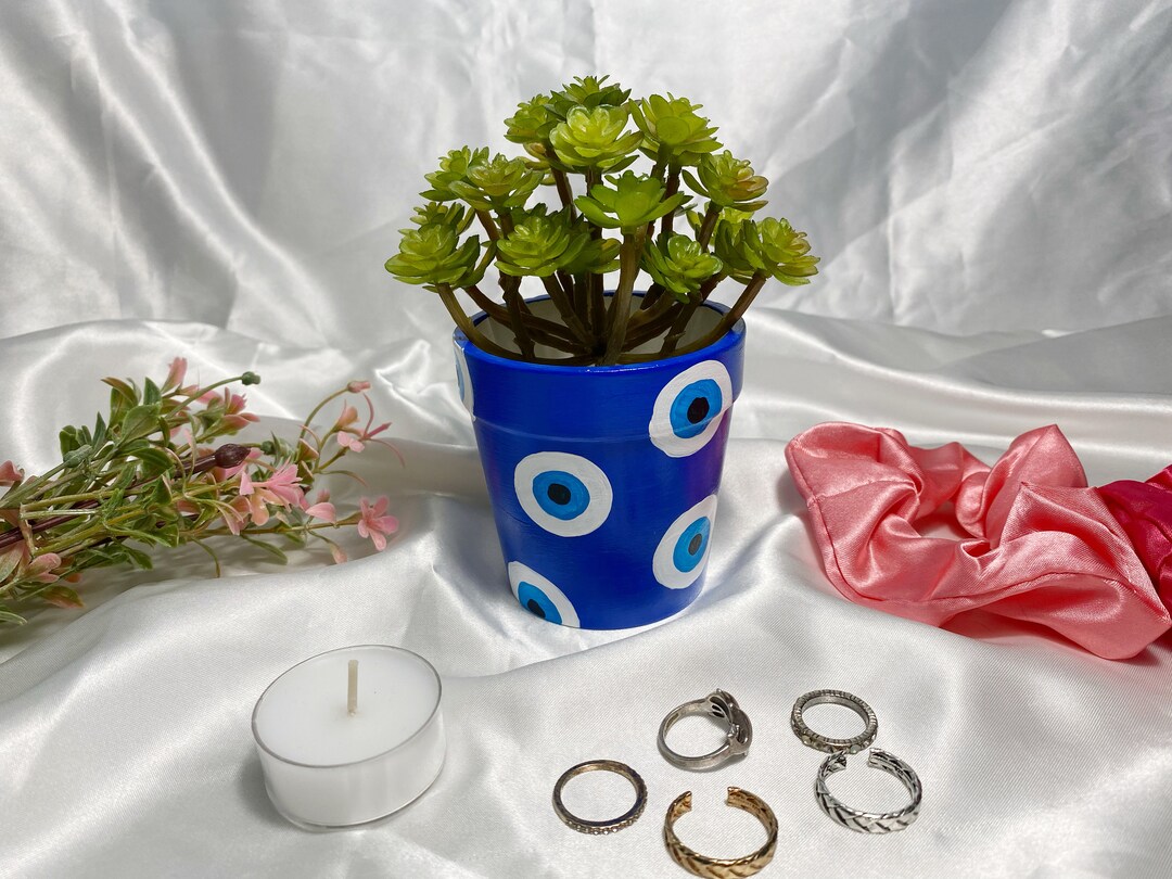 Evil Eye Small Pot Nazar Succulent Planter Blue Eye / Greek Eye Ceramic ...