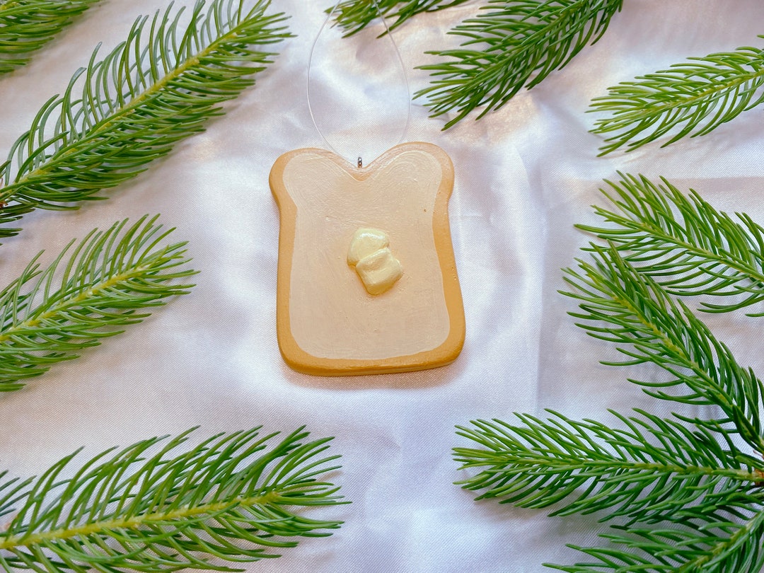 Buttered Toast Ornament - Small Funky Slice of Toast Hanging Accessory ...