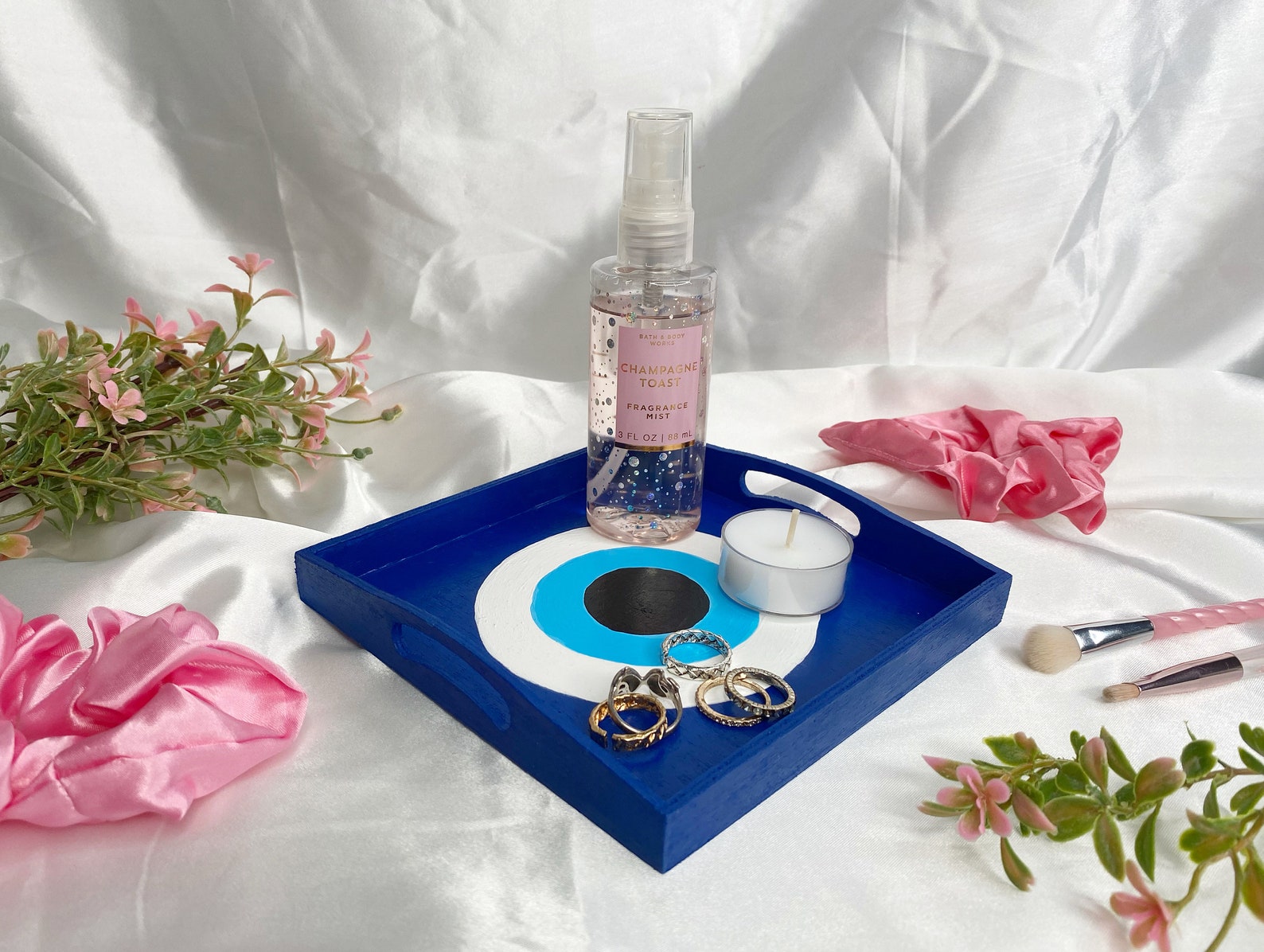 Evil Eye Small Wooden Tray Eclectic Nazar Coffee Table Decor - Etsy