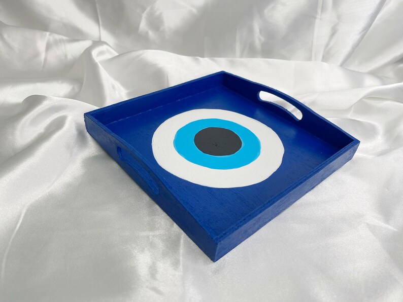 Evil Eye Small Wooden Tray Eclectic Nazar Coffee Table Decor - Etsy