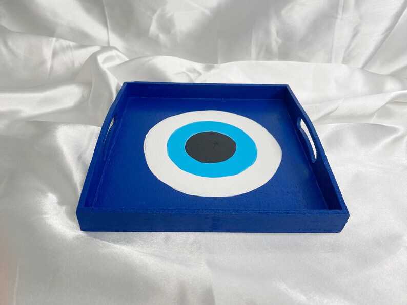 Evil Eye Small Wooden Tray Eclectic Nazar Coffee Table Decor - Etsy