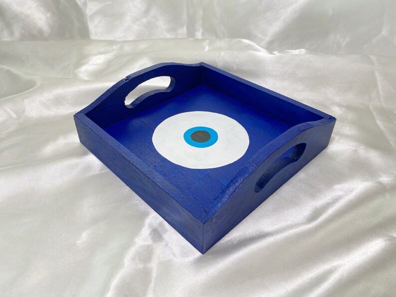Evil Eye Small Wooden Tray Eclectic Nazar Coffee Table Decor - Etsy