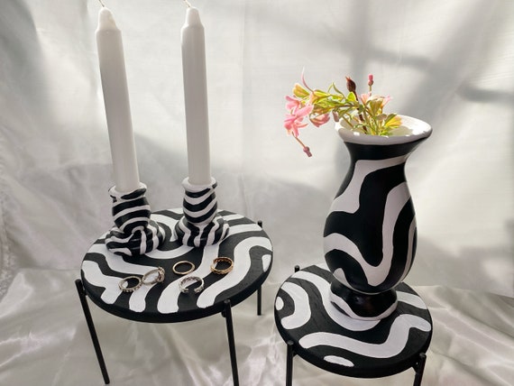 Funky Abstract Small Wood Plant Riser Round Wooden Mini - Etsy