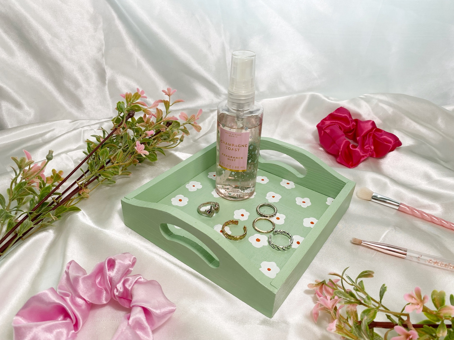 Small Wooden Green Pastel Tray Coffee Table Tray Catchall - Etsy