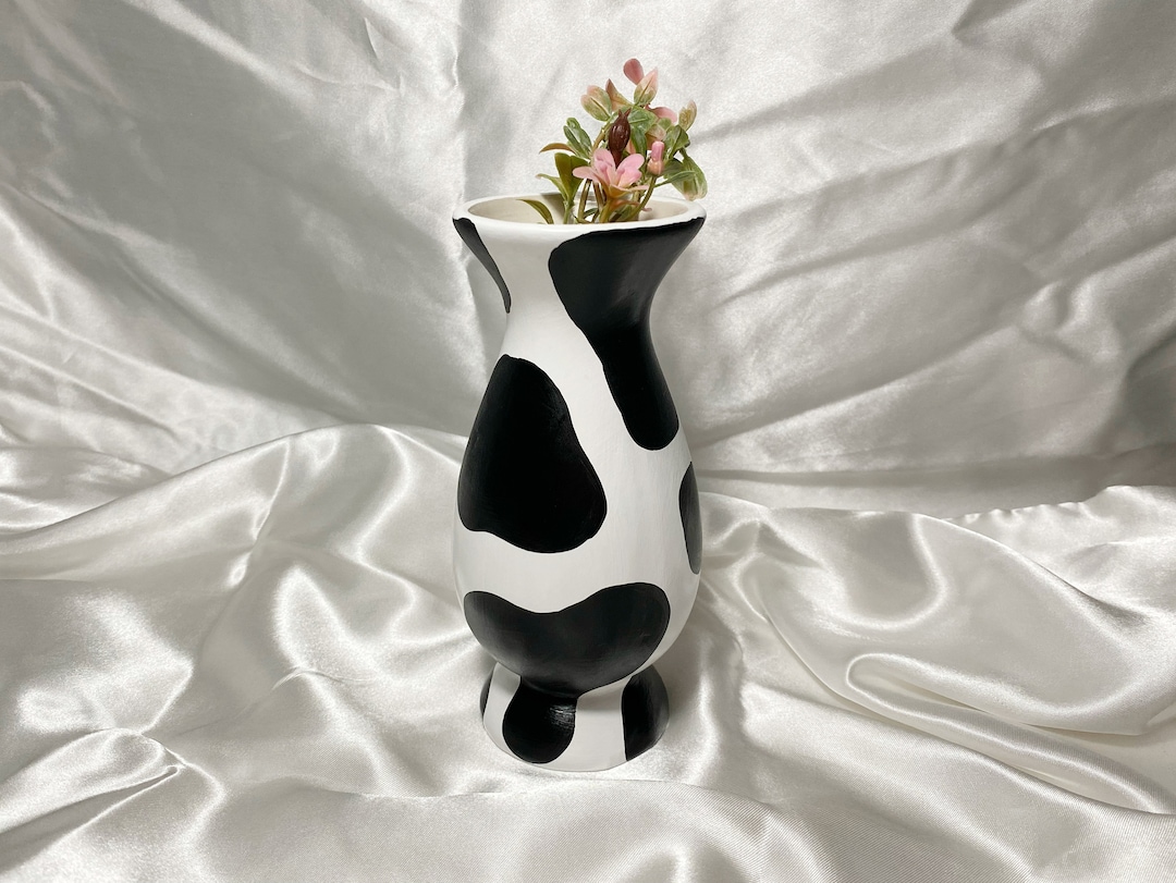 Funky Cow Print Bud Vase / Planter, Cute Ceramic Small Flower Vase ...
