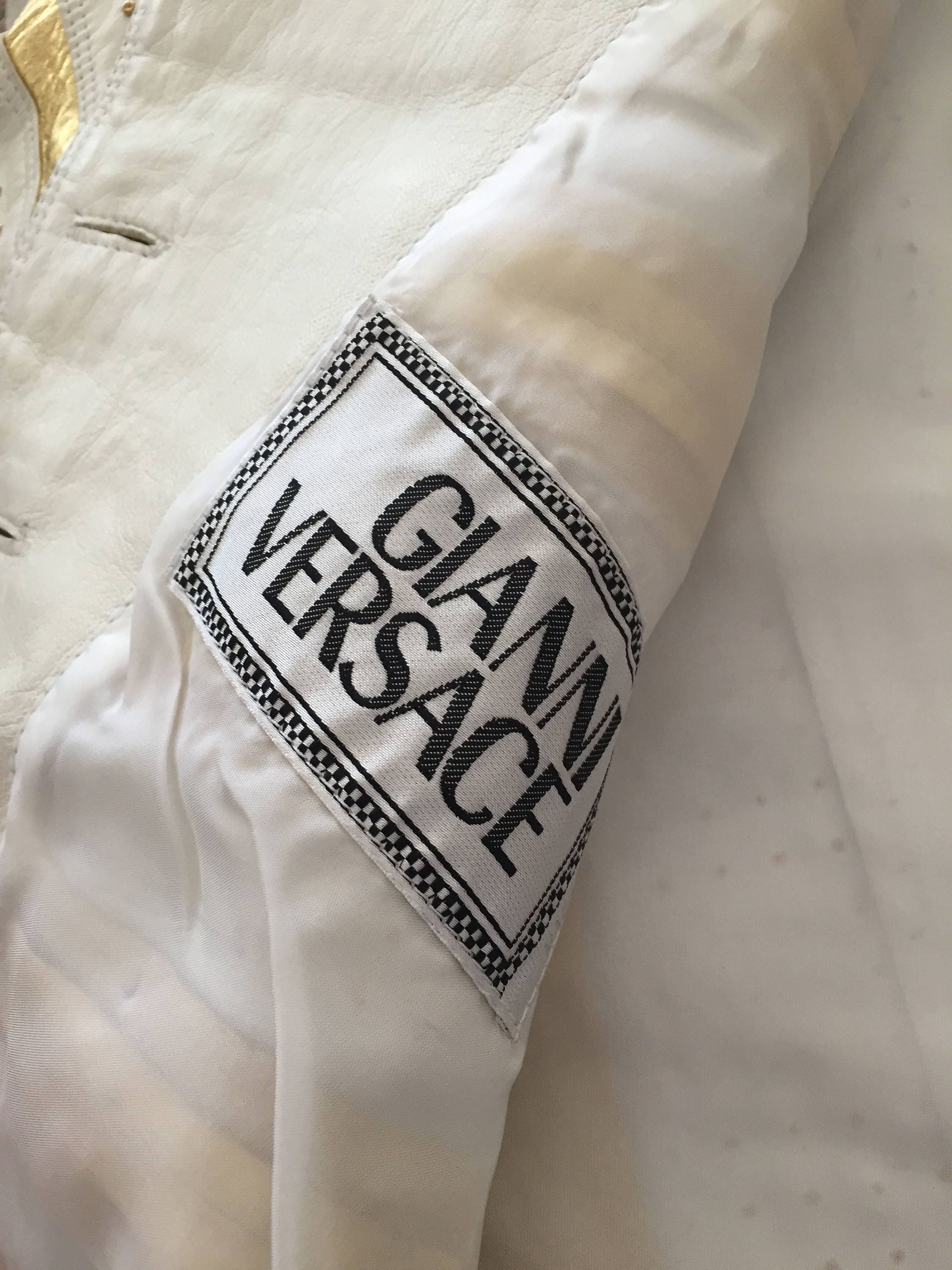 80s Versace Studded Leather Jacket / Gold Medusa Buttons - Etsy