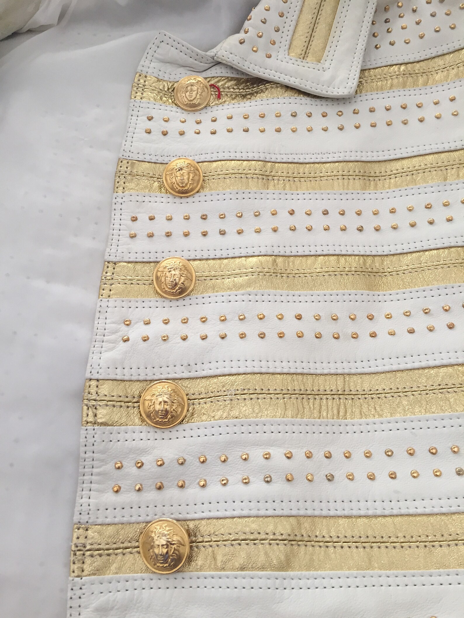 80s Versace Studded Leather Jacket / Gold Medusa Buttons - Etsy