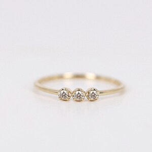 Triple Diamond Ring, Diamond Trio Wedding Band, Natural Diamond Wedding ...