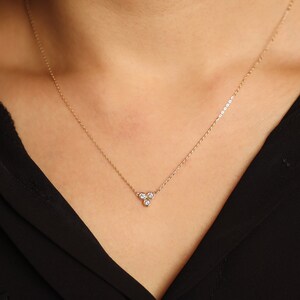 Trinity Diamond Charm Necklace, Triple Diamond Necklace, 14K Diamond ...