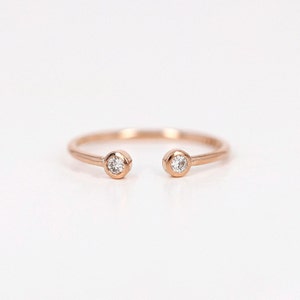 Diamond Wedding Ring, Double Diamond Open Ring, Unique Wedding Band ...