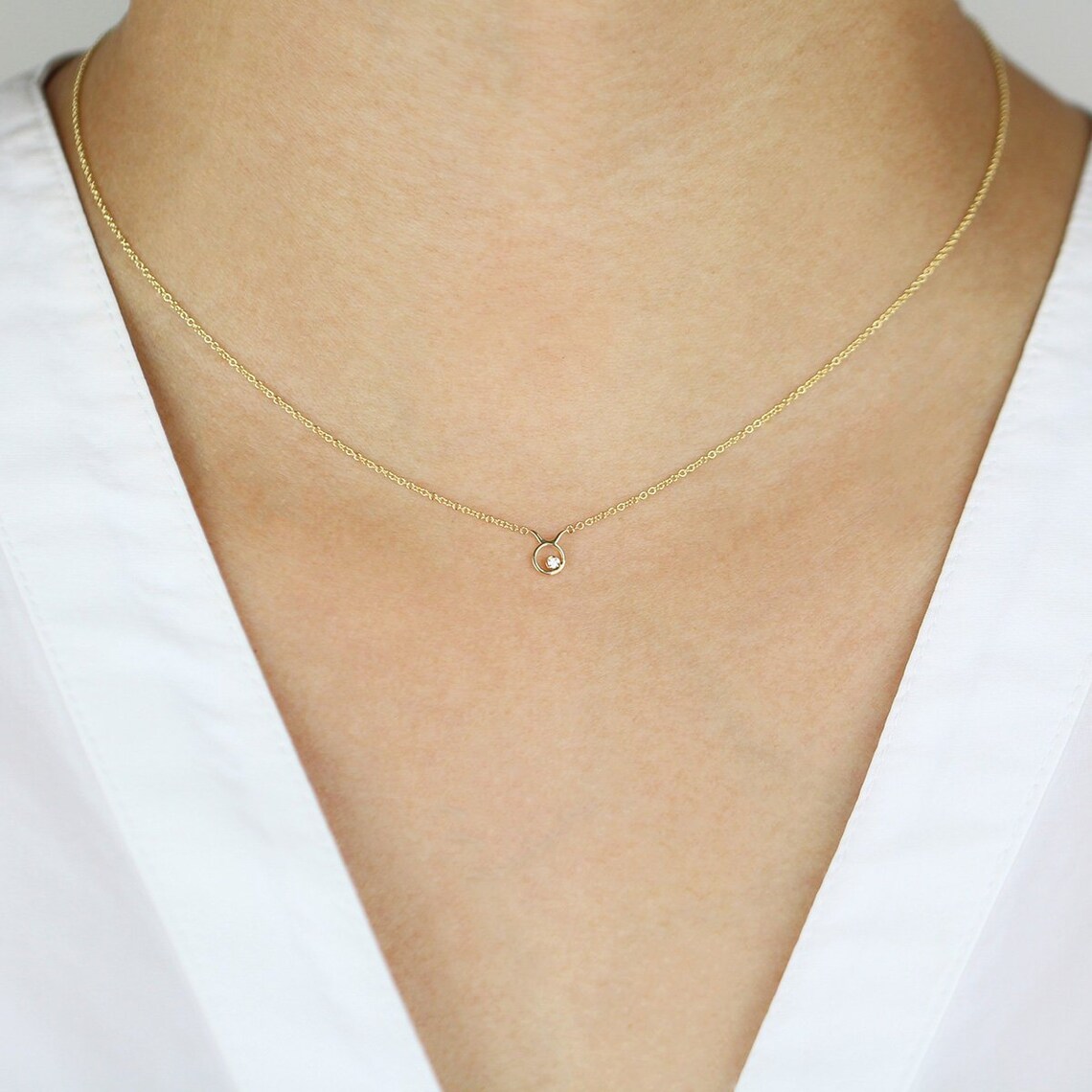 Taurus Zodiac Sign Diamond Necklace, Taurus Necklace, Taurus Pendant ...