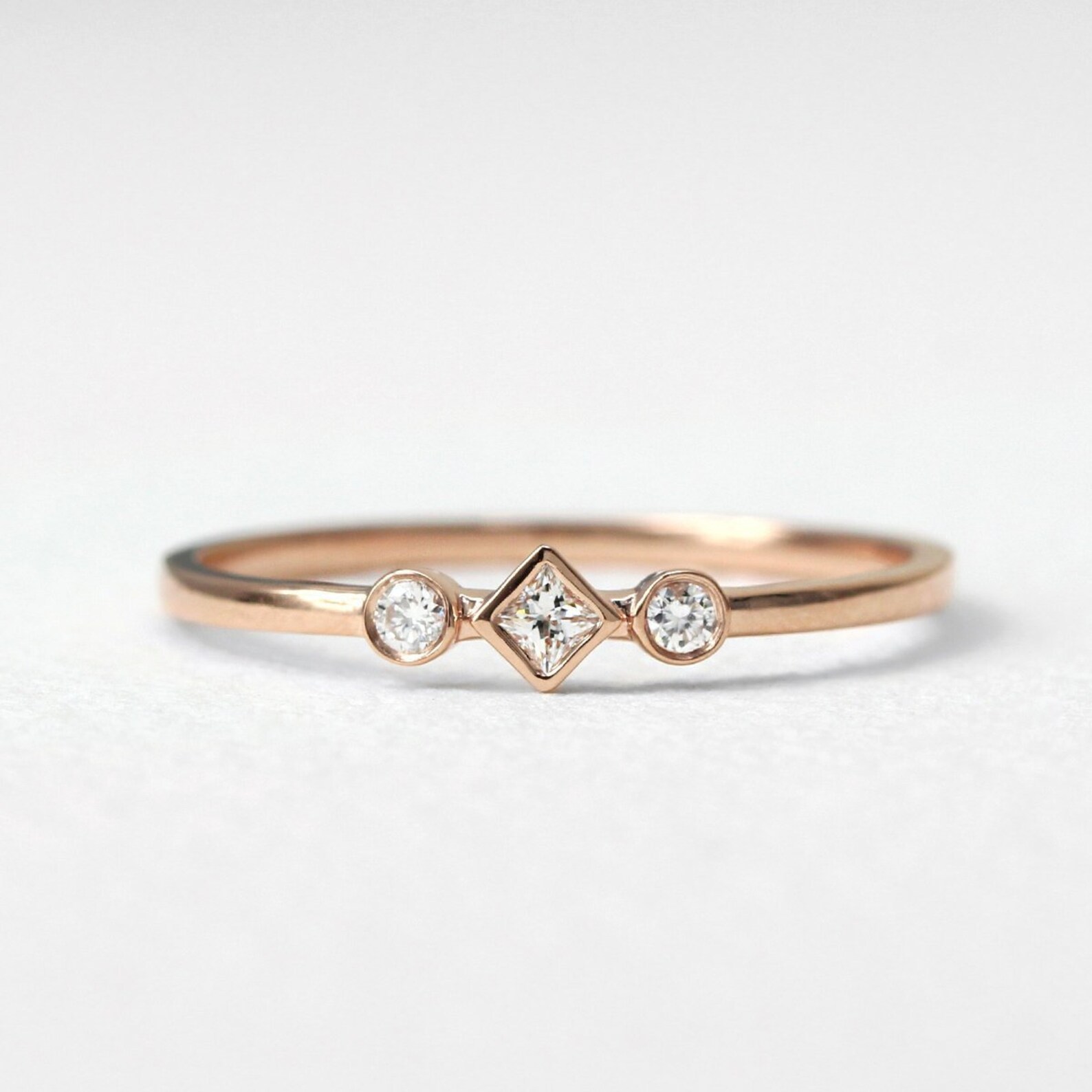 Diamond Wedding Band / Triple Diamond Wedding Ring / Unique - Etsy