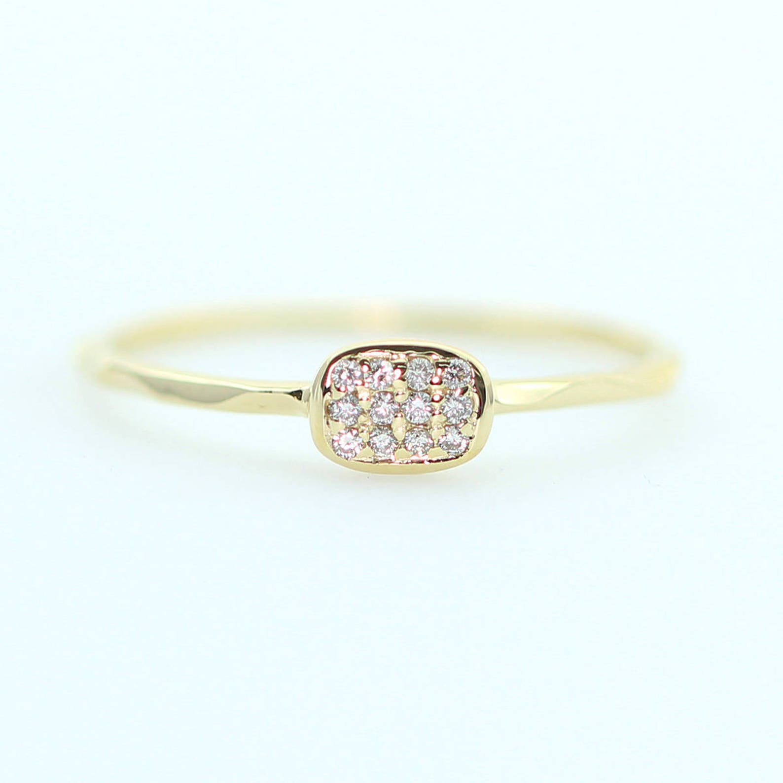 Square Diamond Ring / Unique Diamond Setting Ring / 14K Solid | Etsy