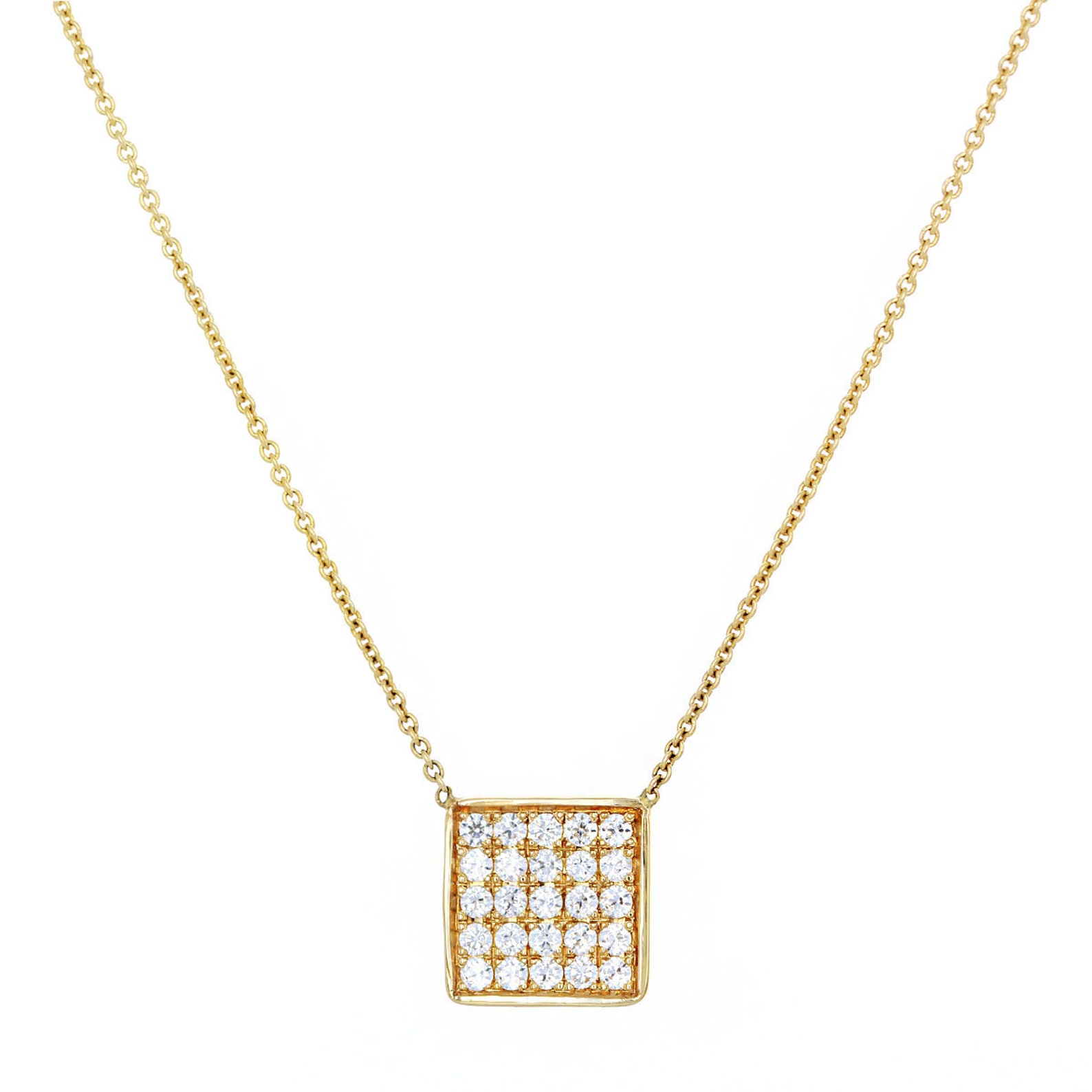 Square Charm Diamond Necklace Wedding Necklace Bridal - Etsy