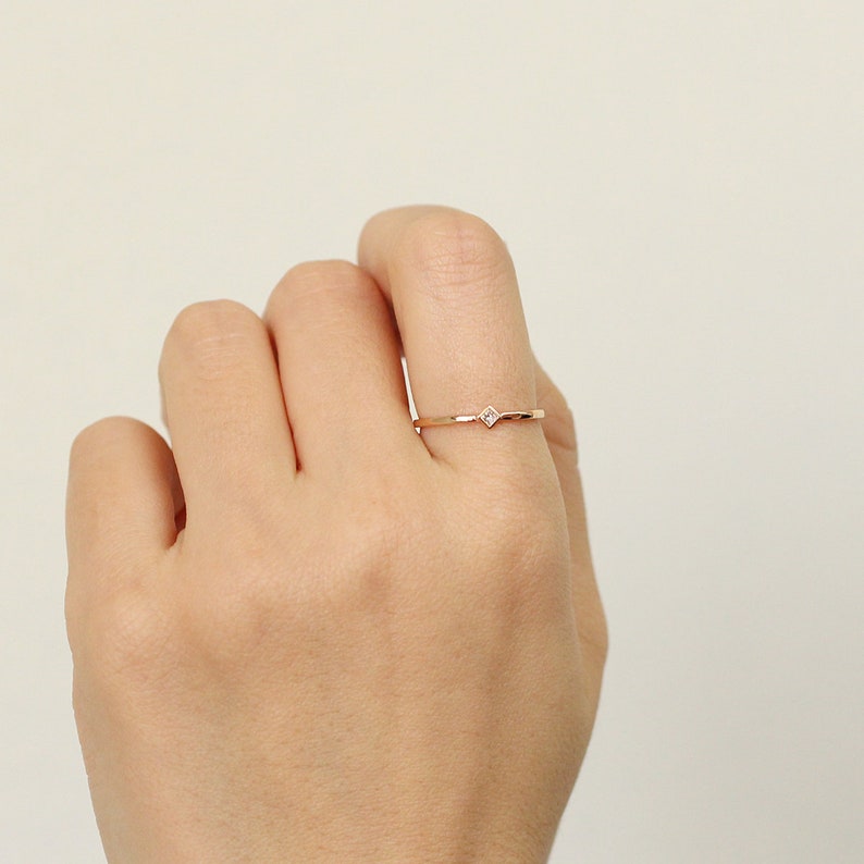 Princess Cut Diamond Wedding Band / Rhombus Diamond Wedding - Etsy