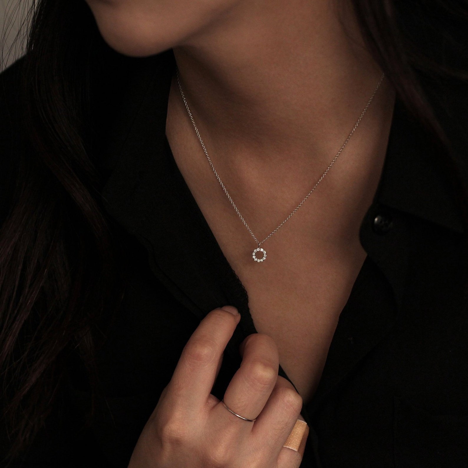 Diamond Disc Necklace, 14k Gold Disc Diamond Necklace, Diamond Circle ...