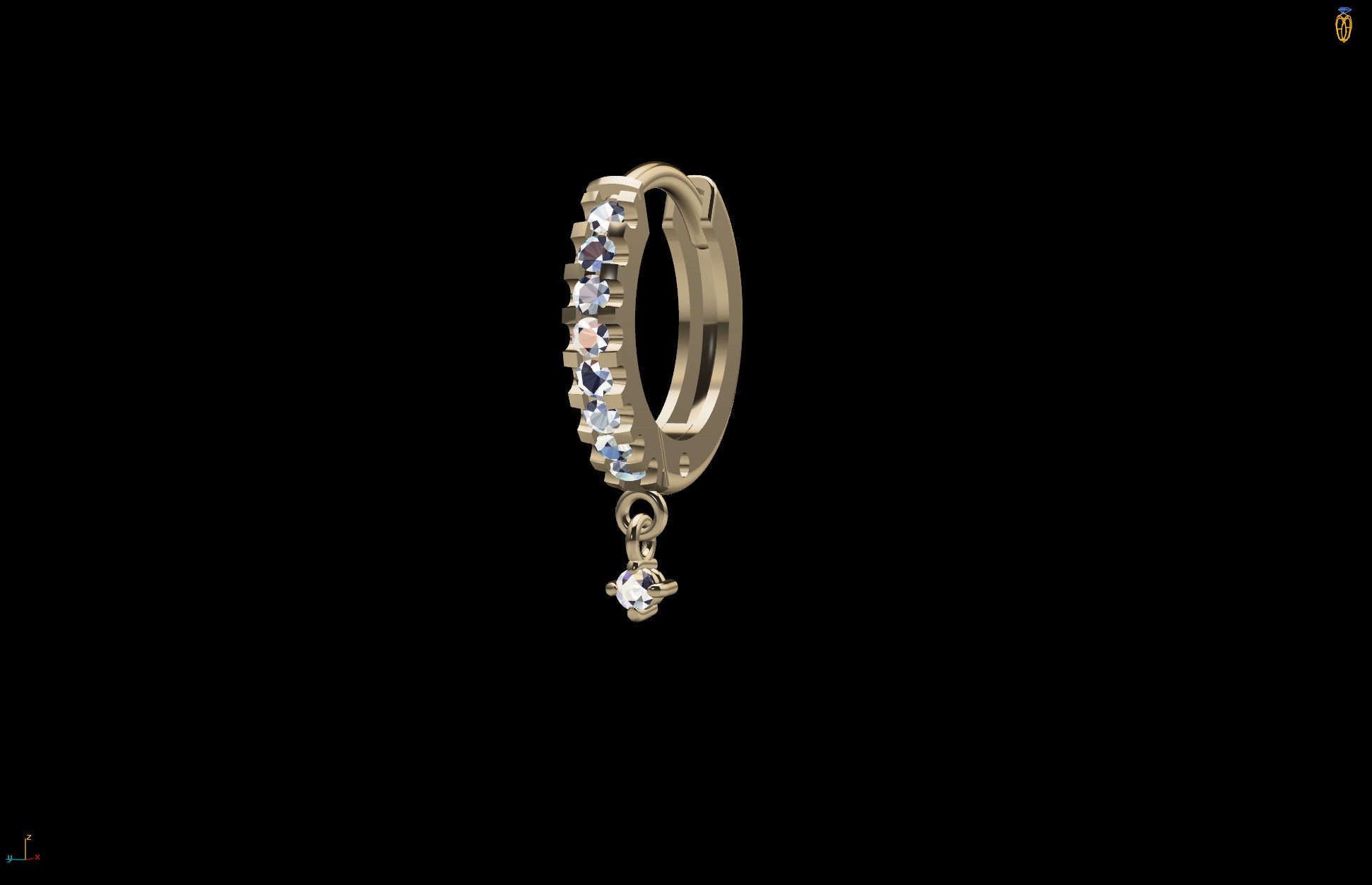 Custom Order / 10mm Diamond Hoop with 4 Prong Set Dangling Diamond ...