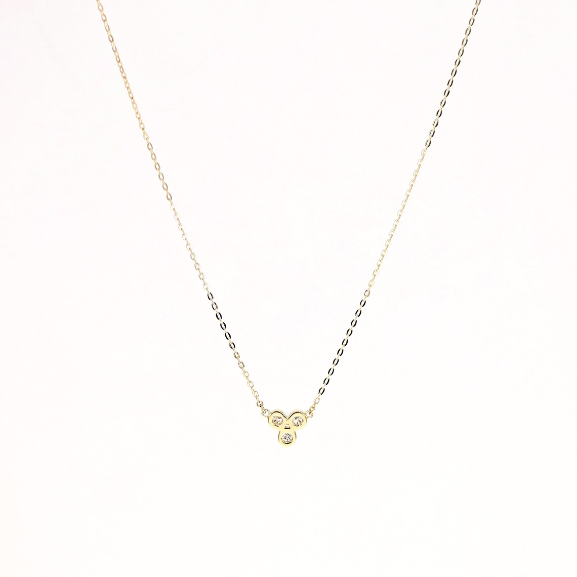 Trinity Diamond Charm Necklace Triple Diamond Necklace 14K | Etsy