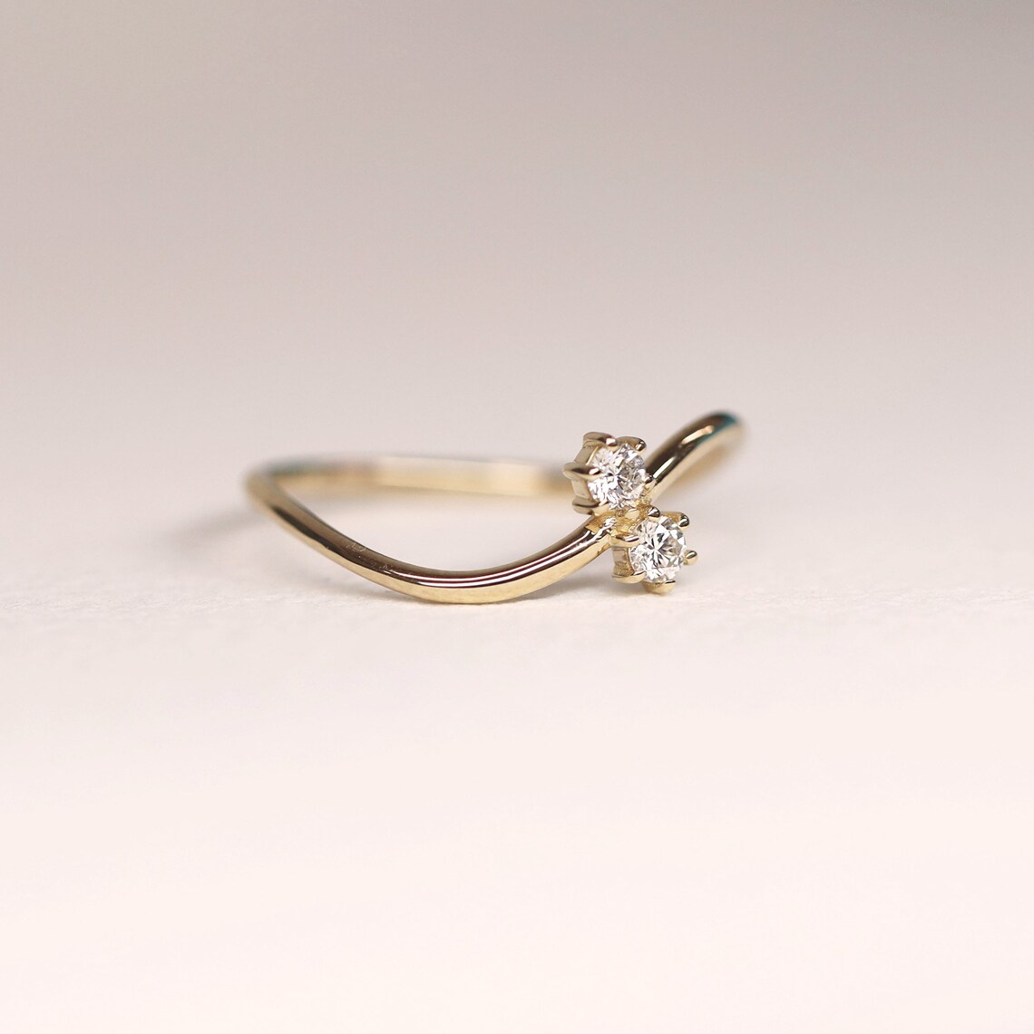 Diamonds Ring / Double Diamond Ring / Twin Diamond Ring / - Etsy