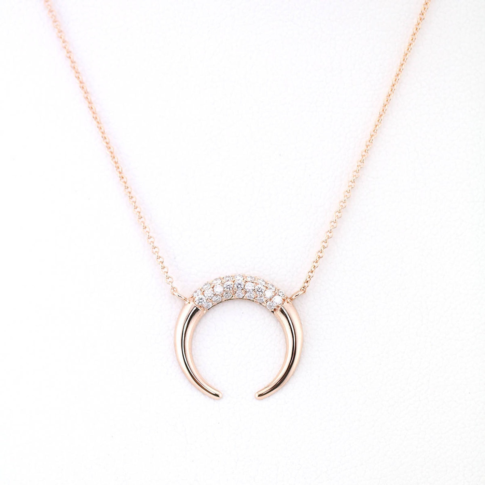 Diamond Horn Pendant Necklace 14k Gold Diamond Horn Pendant - Etsy