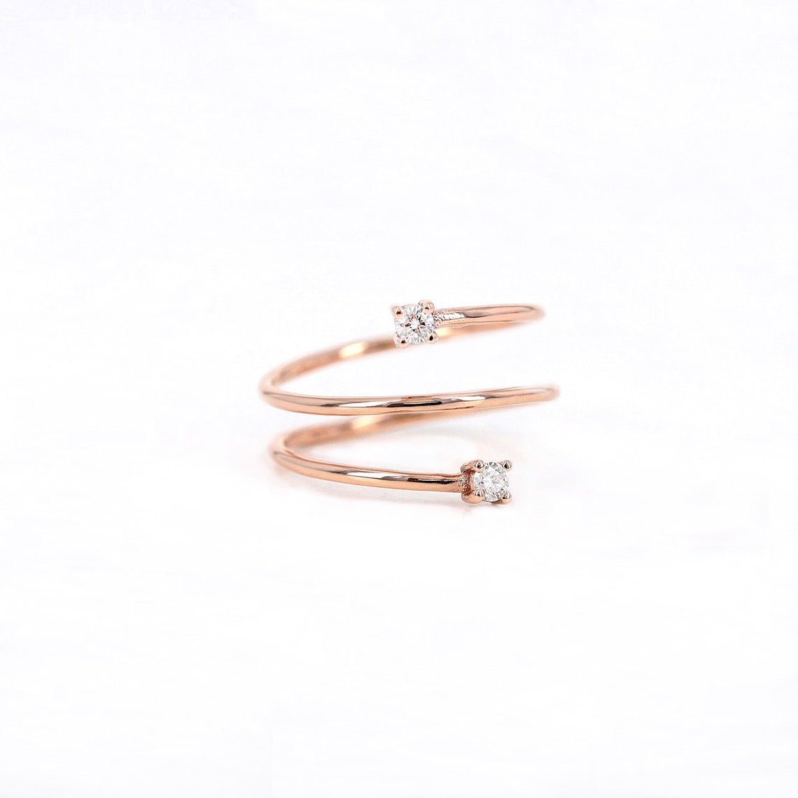 Diamond Ring Diamond Set Screw Ring 14K Solid Gold Ring Two - Etsy